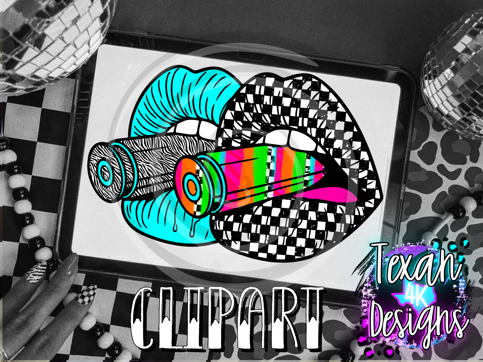 bullet mouth neon - 2 clipart – Texan 4K Designs