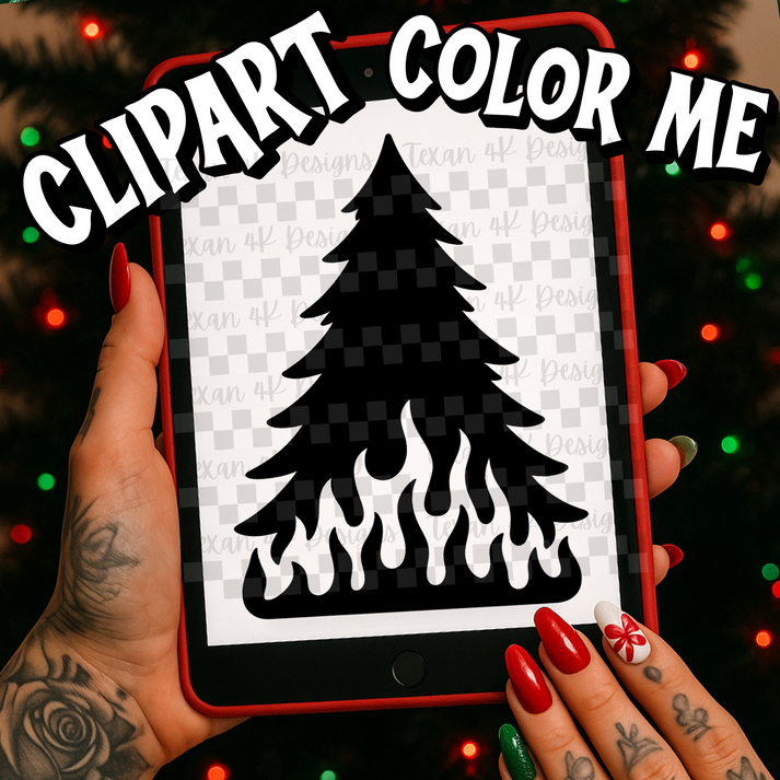 flame christmas tree outline - clipart – Texan 4K Designs