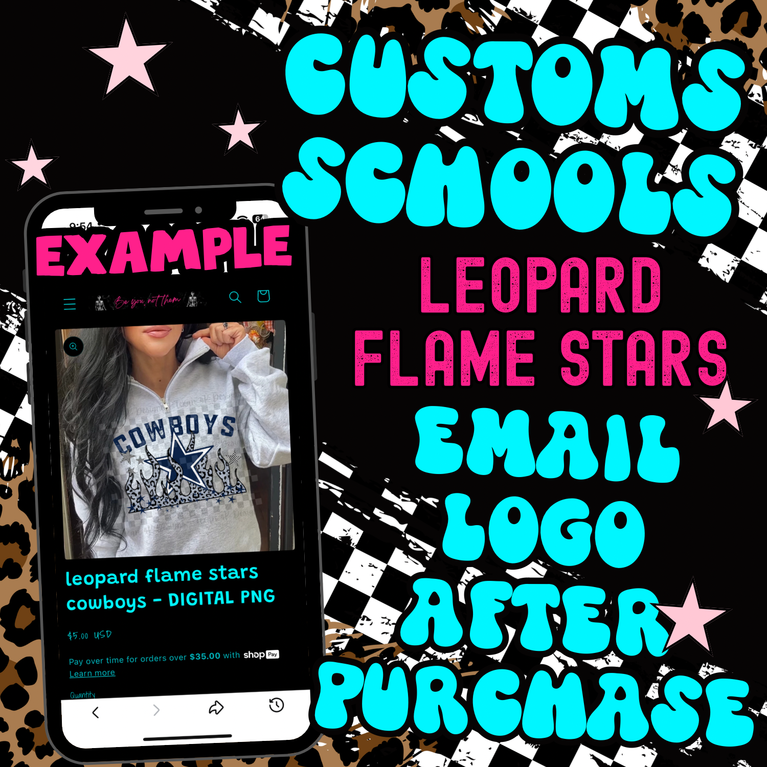 CUSTOM LEOPARD FLAME STARS - DIGITAL PNG – Texan 4K Designs