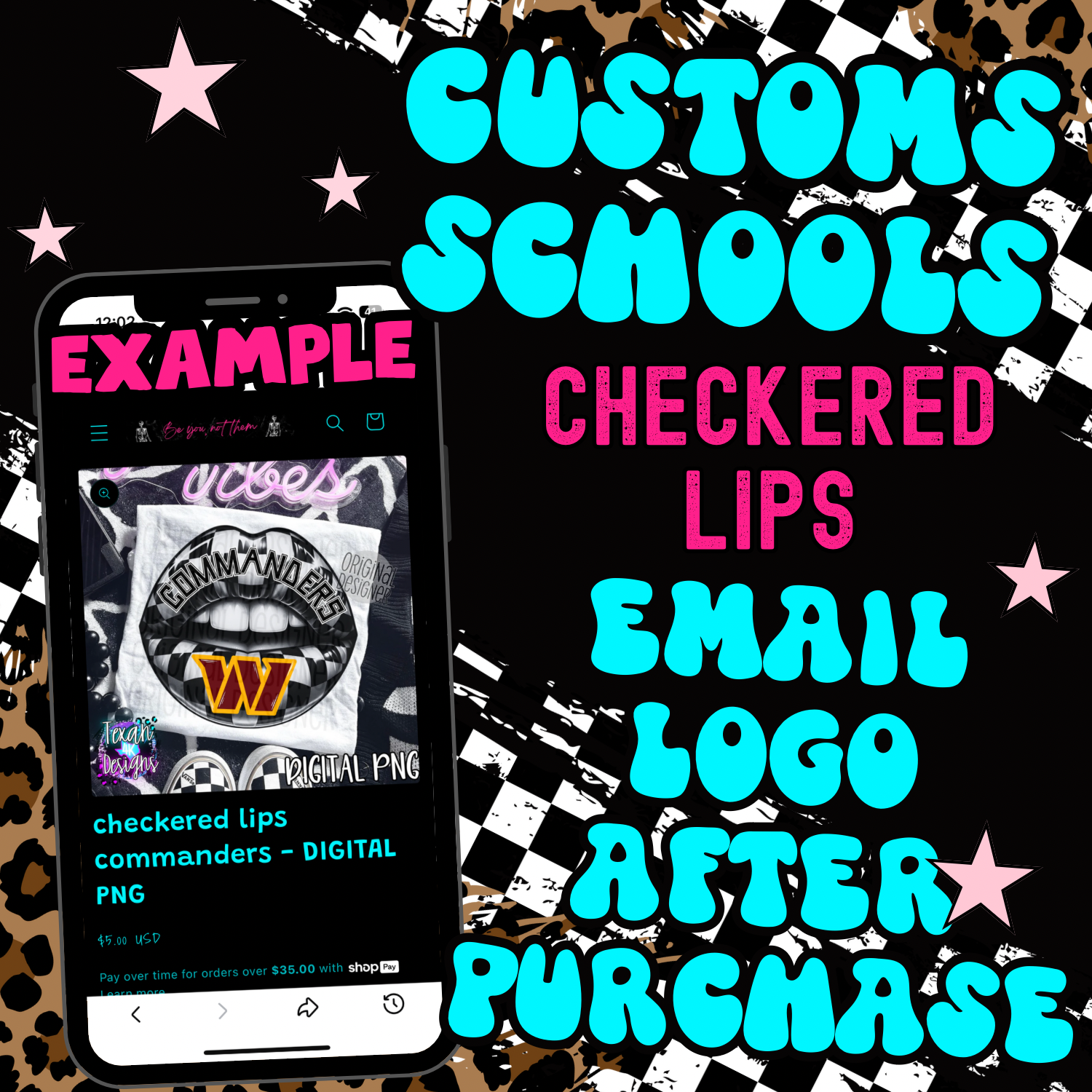 CUSTOM CHECKERED LIPS - DIGITAL PNG – Texan 4K Designs